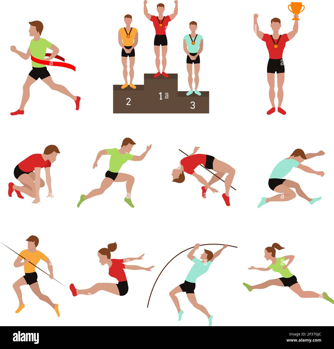 Sport athlete winner vector illustration. Olympic athlete jumping ...
