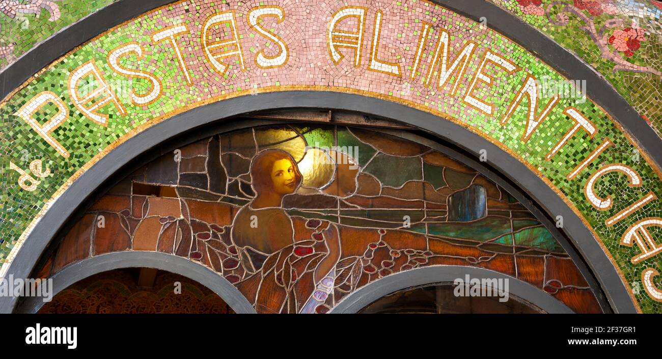 BARCELONA, SPAIN - MARCH 10, 2018: Modernist exterior of former pasta ...