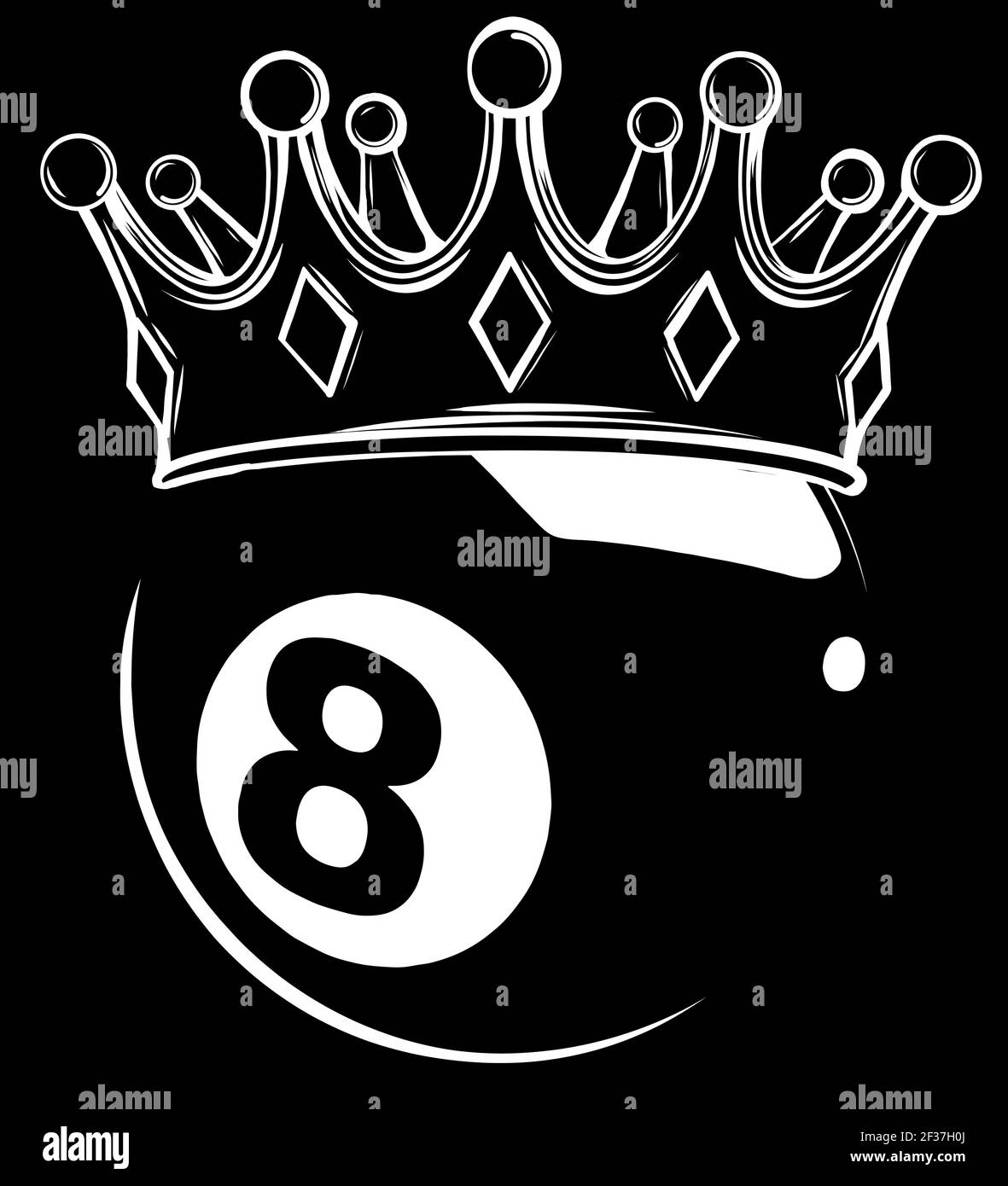 Eight Ball Pool Crown silhouette in black background vector ...