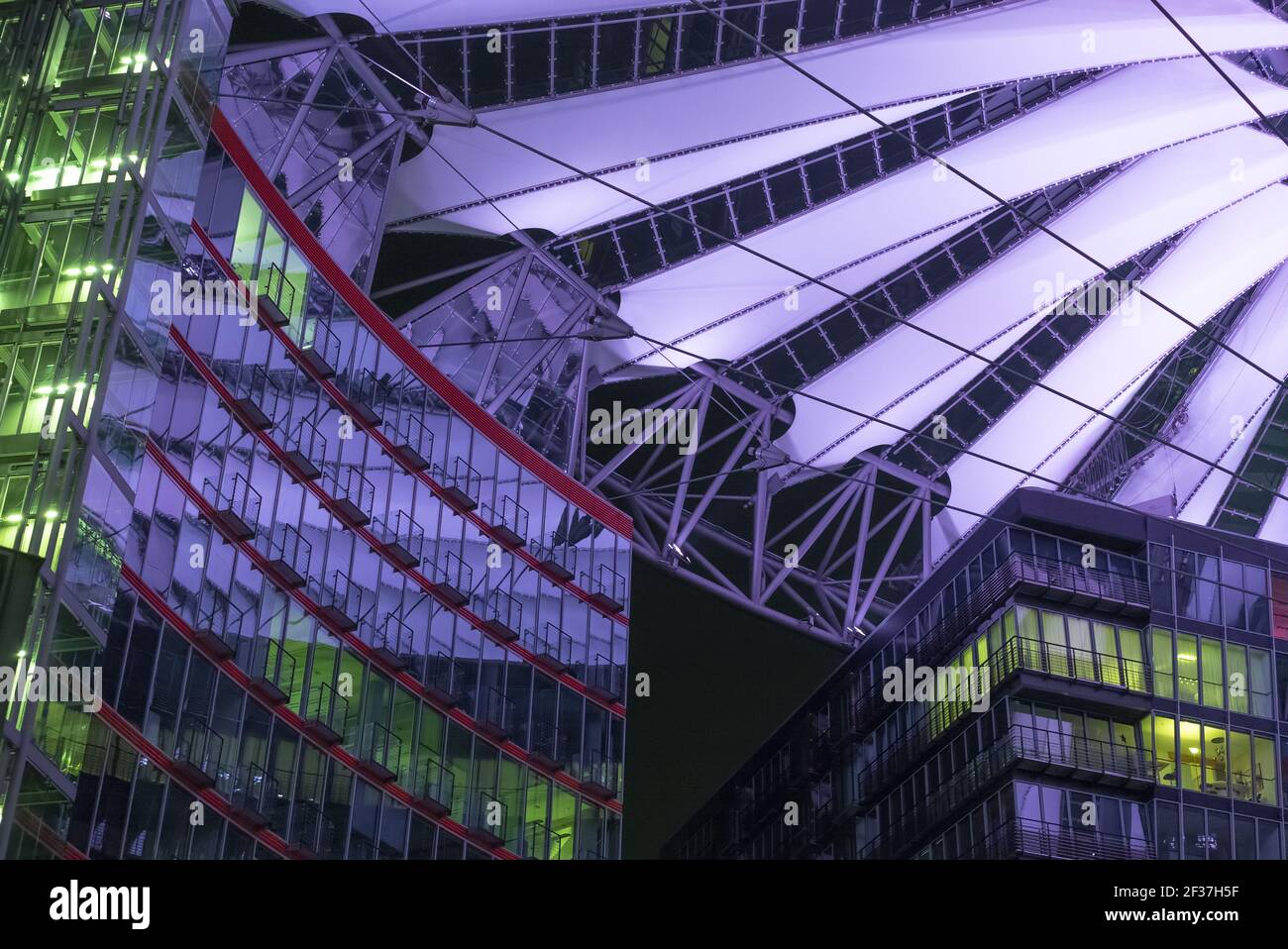 The modern roof of Sony Center Berlin at night - CITY OF BERLIN ...