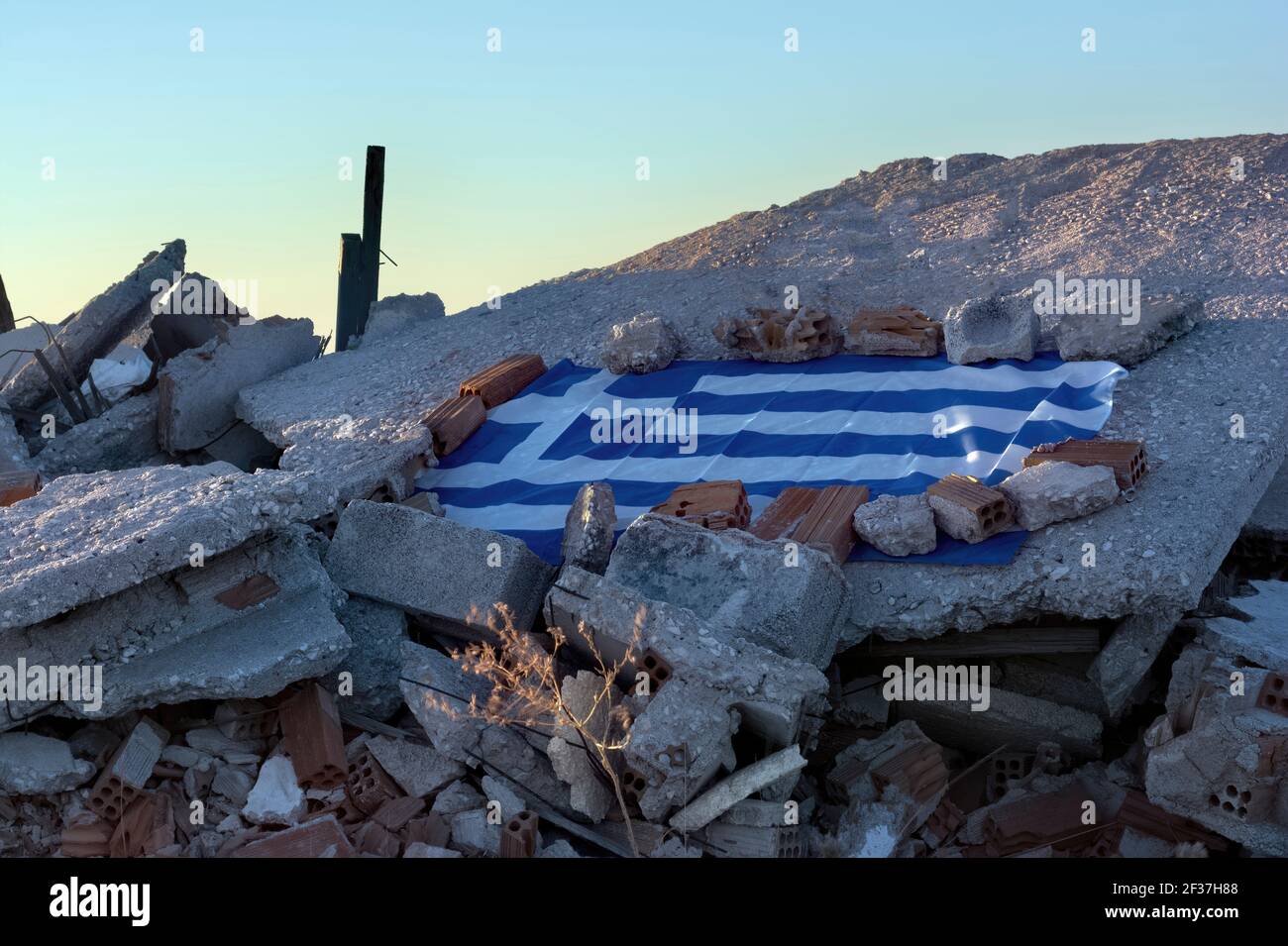 Greek flag on rocks, Greece Attica, in Europe Stock Photo - Alamy