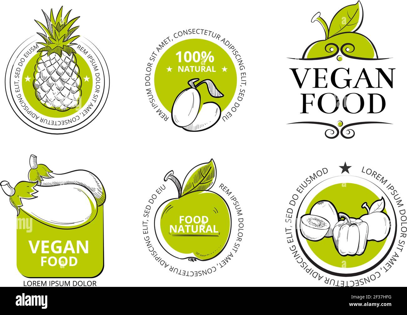 Bio eco healthy organic products vector badges and logos. Green label ...