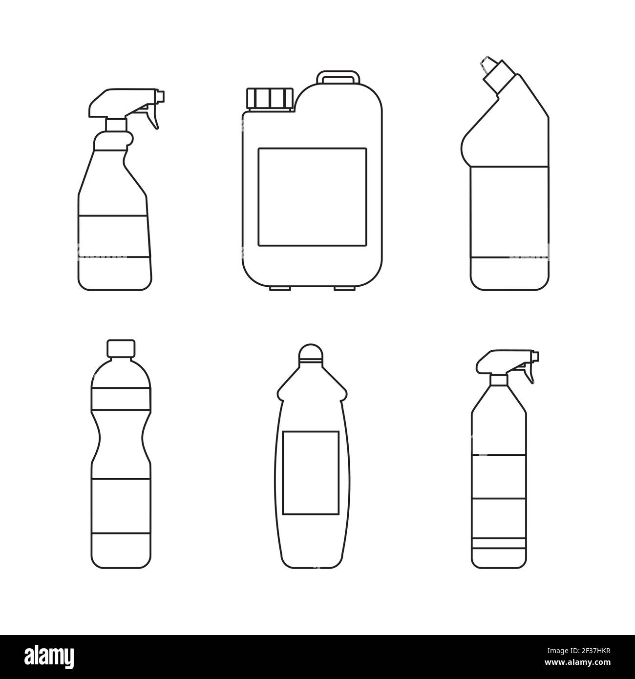 Plastic containers Vector icons set Outline style Stock Vector Image ...