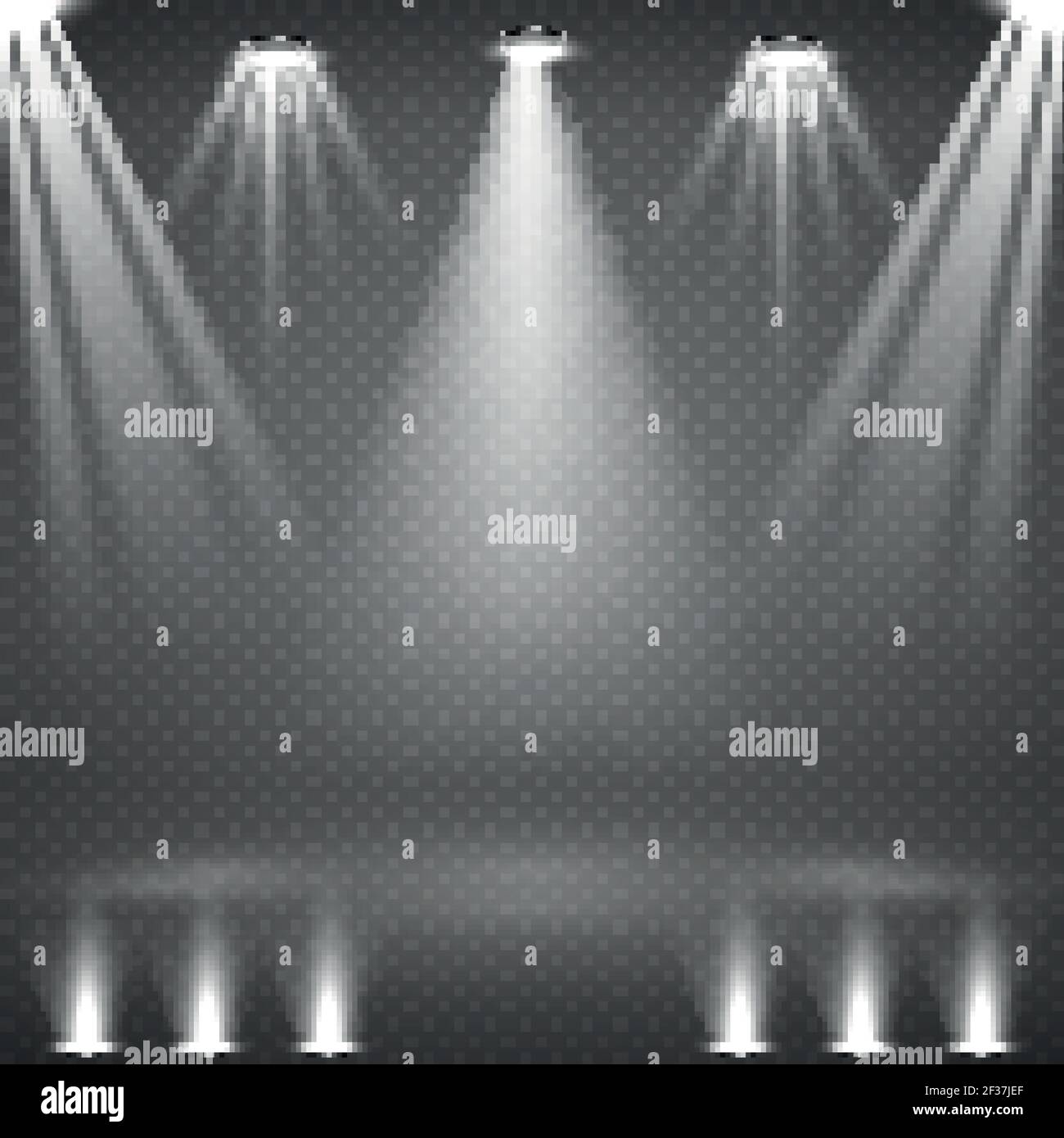 Blank scene with glowing white spotlights vector illustration. Empty ...