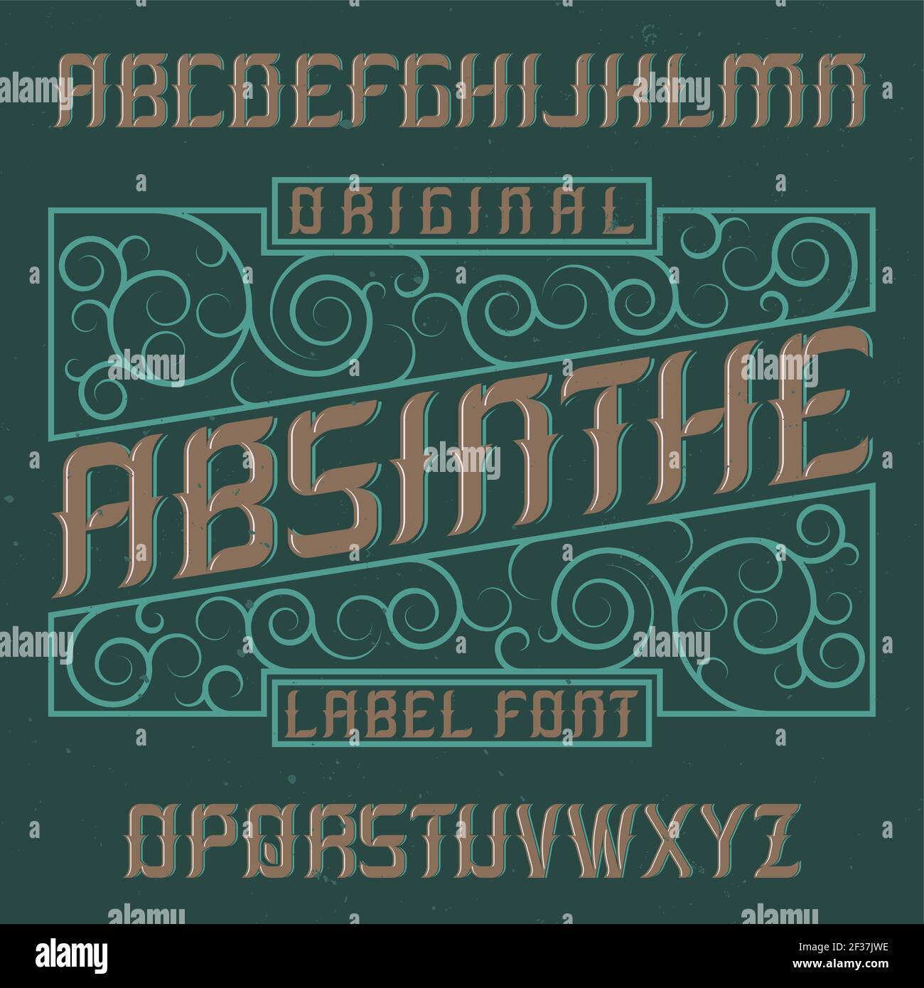 Absinthe label font and sample label design with decoration ...