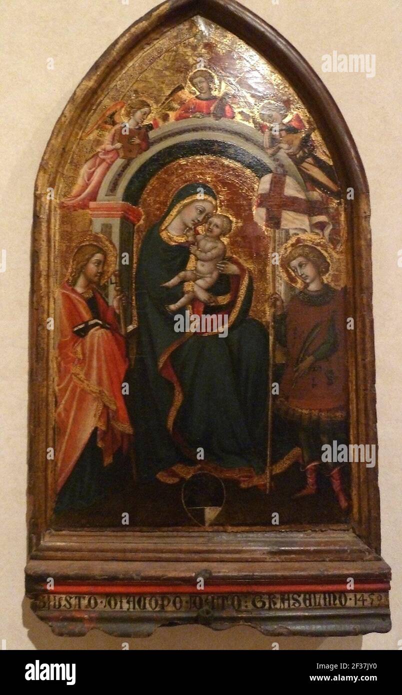 Priamo della Quercia. Virgin and Child between saints Victor and Jacob. 1450. Volterra ...