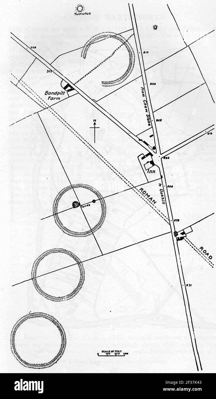 Priddy Rings Somerset Map Stock Photo - Alamy