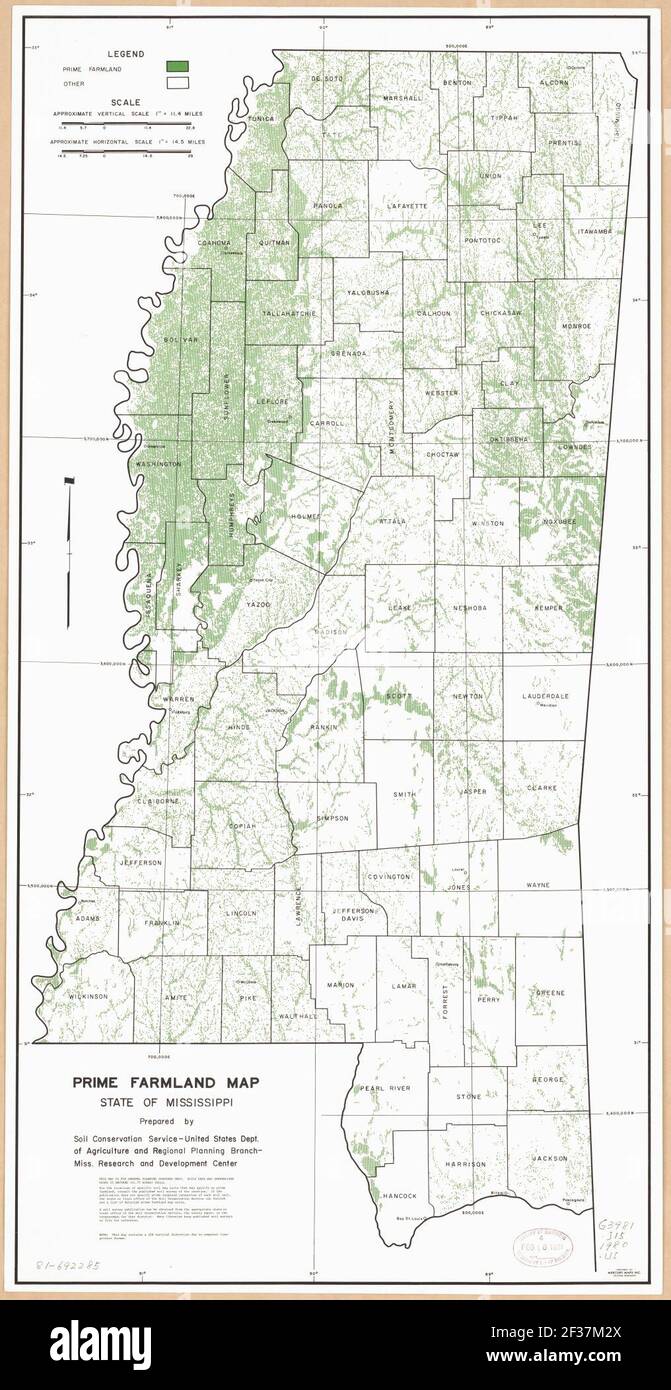Prime farmland map, State of Mississippi Stock Photo - Alamy