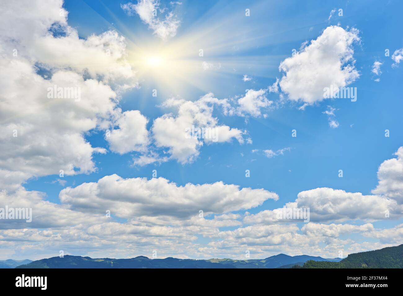 Natural sky and clouds background. Cloudy cover over mountains Stock ...