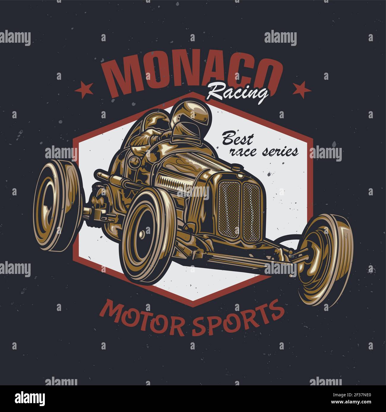 T-shirt or poster design with illustration of custom hot rod. Hand ...