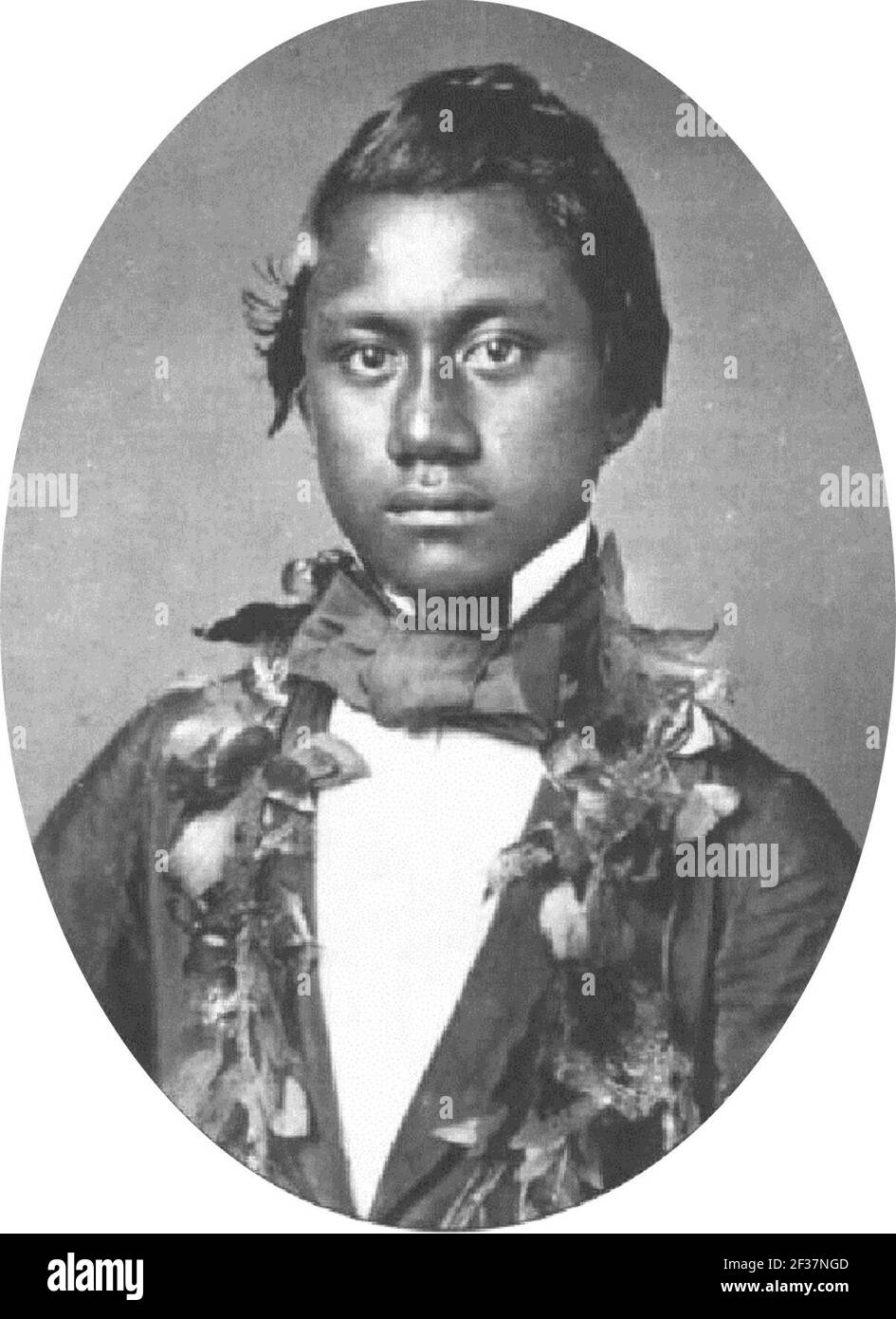 Prince Alexander Liholiho with leis Stock Photo - Alamy