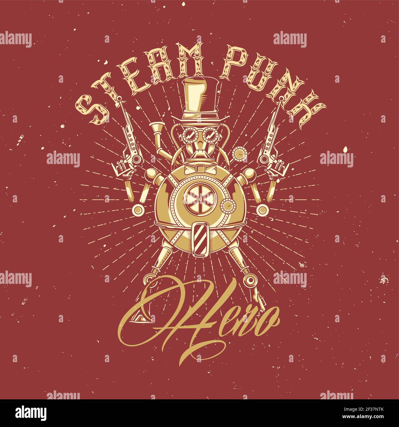 T-shirt or poster design with illustration of steampunk robot Stock ...