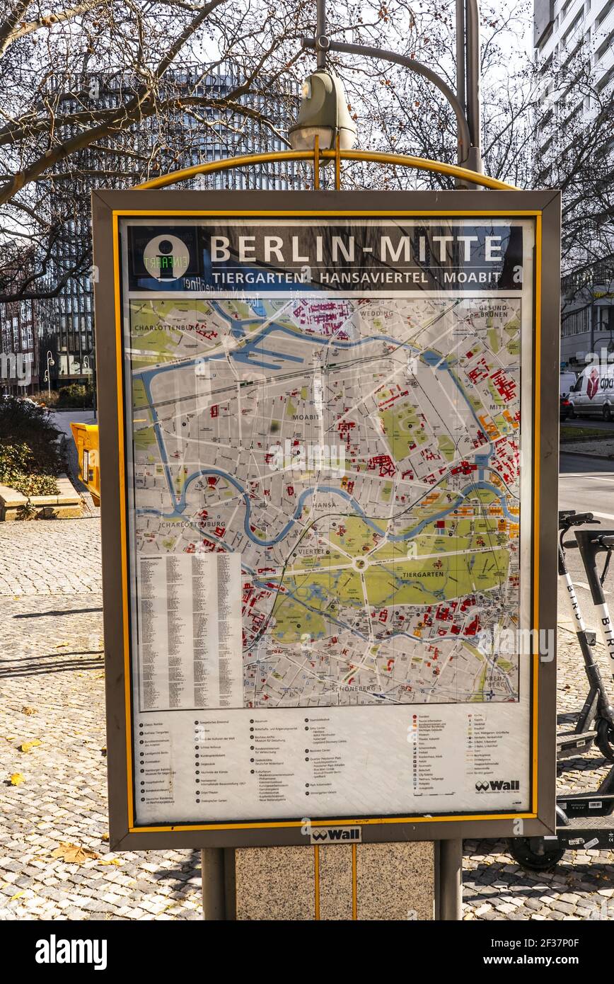 Map of Central Berlin Germany - CITY OF BERLIN, GERMANY - MARCH 11 ...