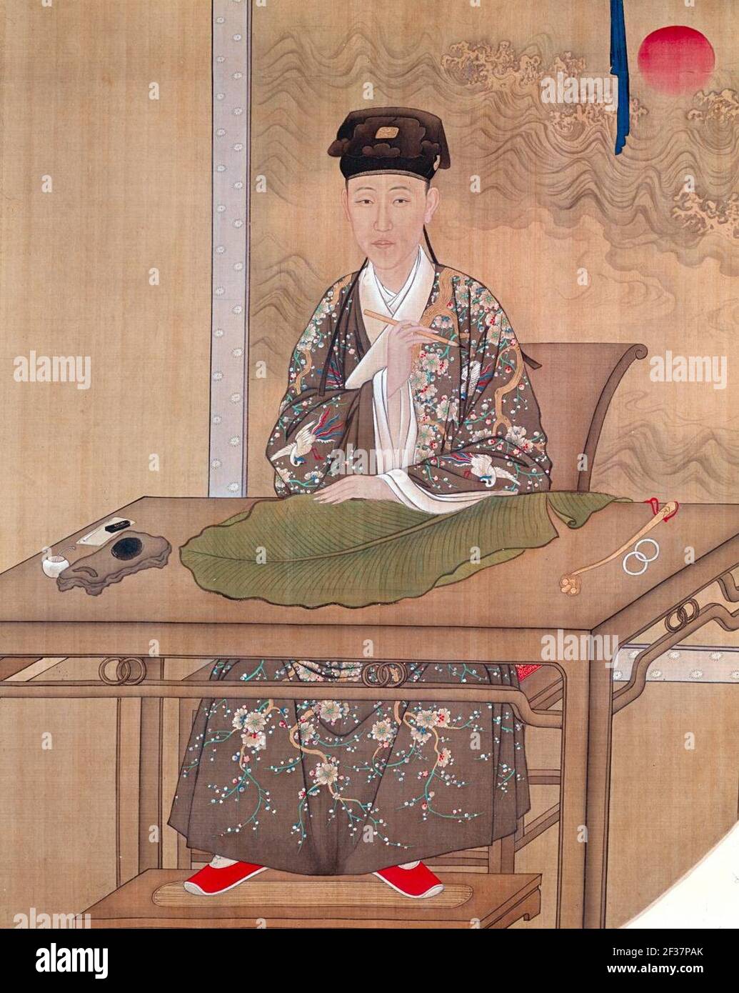 Prince Hongli Practising Calligraphy on a Banana Leaf 3 Stock Photo - Alamy