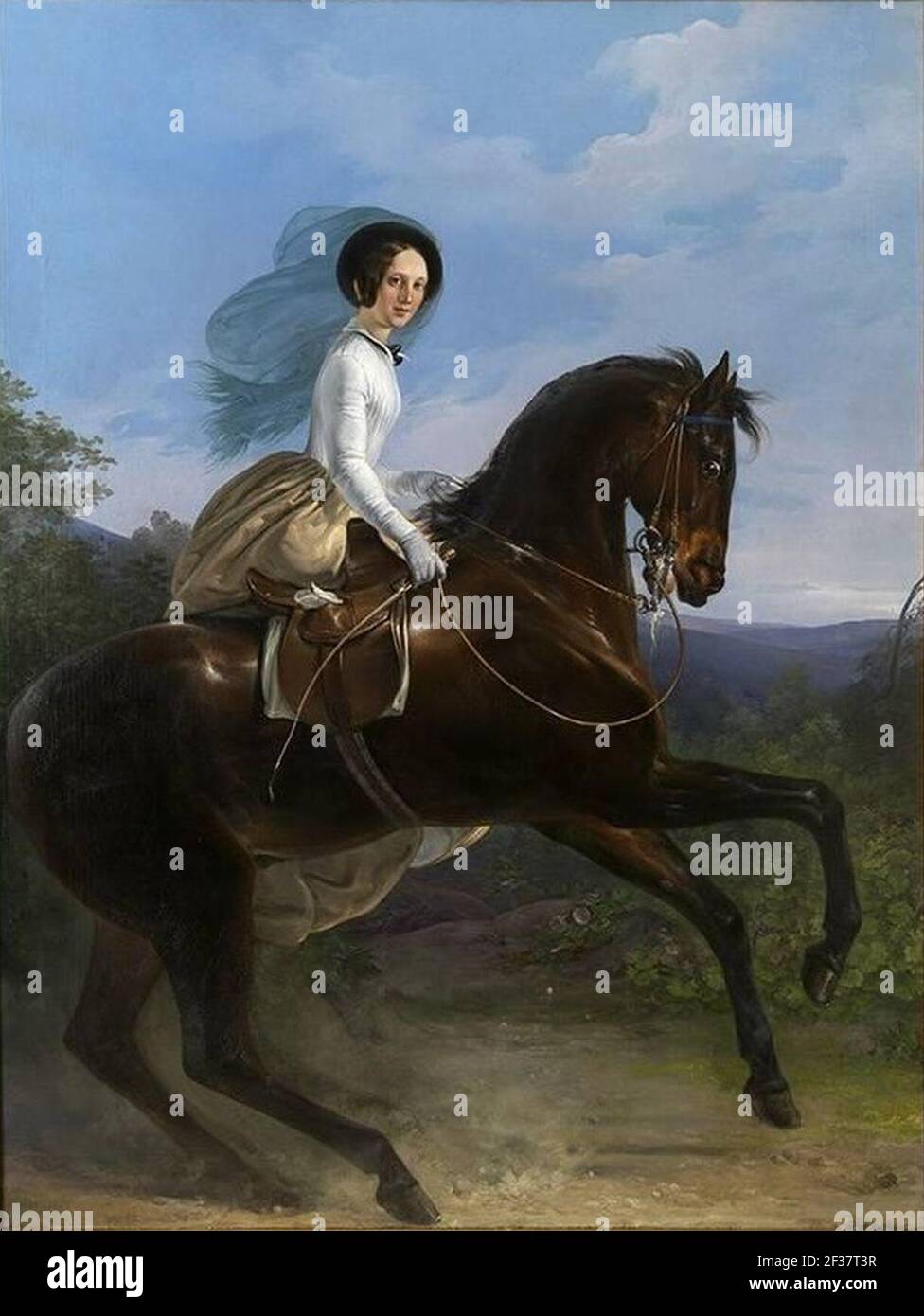Princess Francisca of Brazil riding a Bay Horse Stock Photo - Alamy