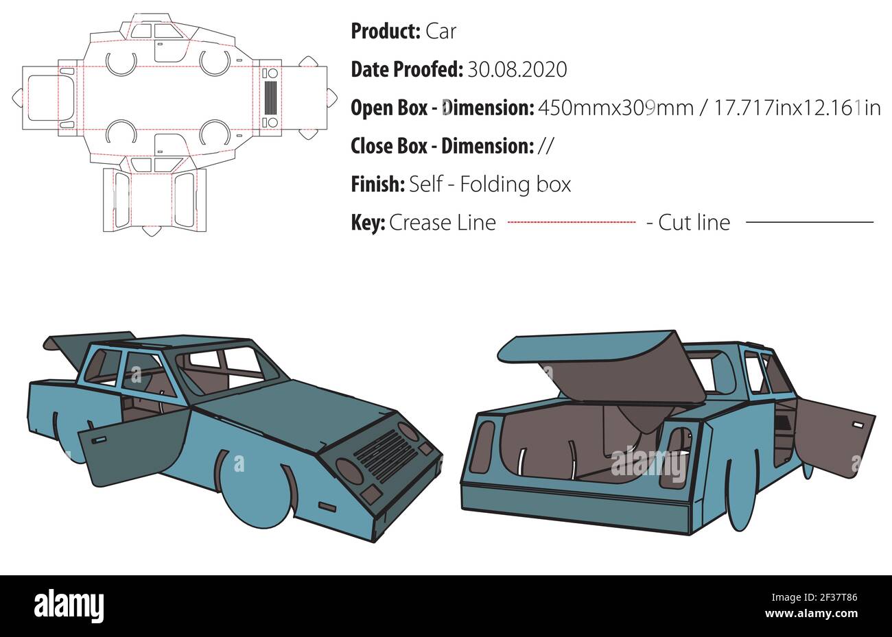 Van box packaging design template selflock die cut - vector Stock ...
