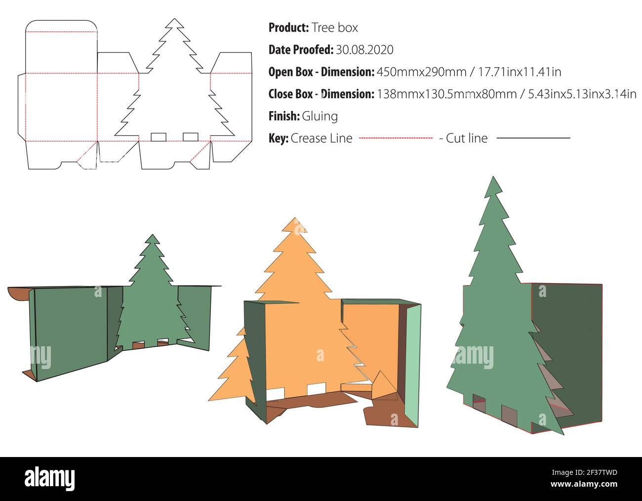 Tree box for many products die cut template vector Stock Vector Image ...