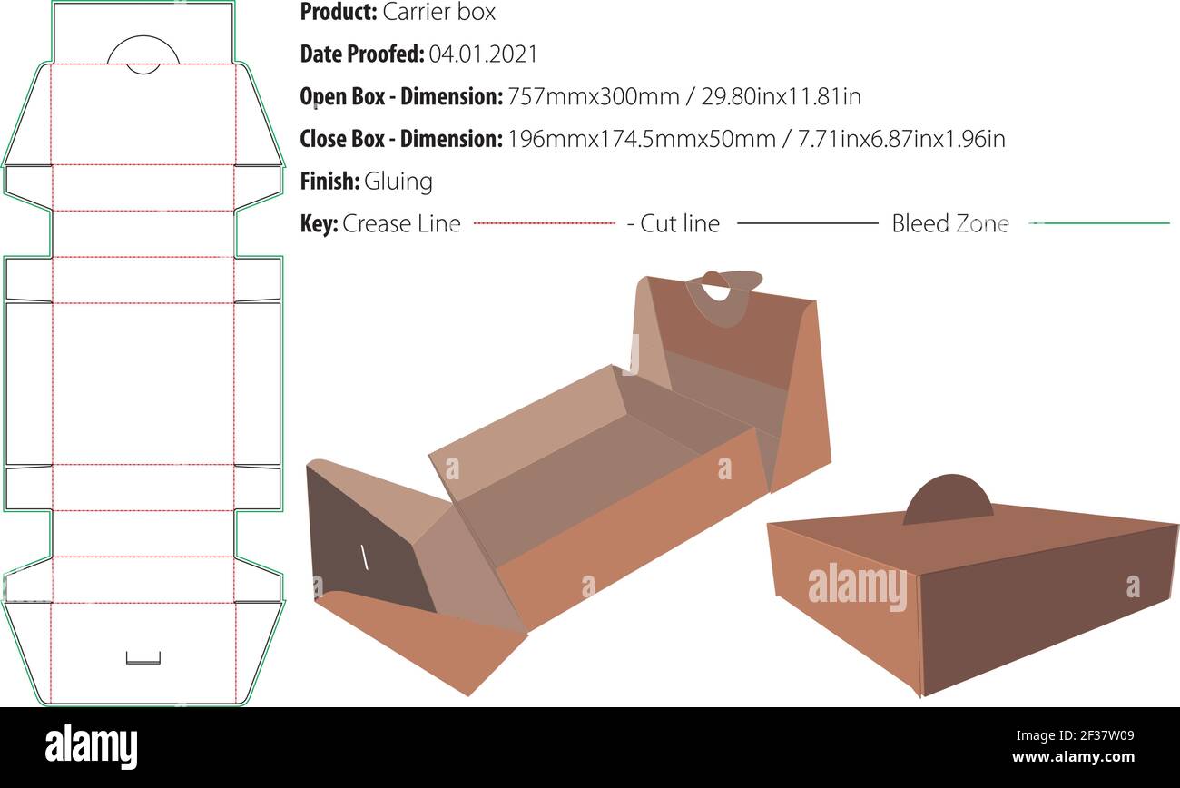 Carrier box packaging design template for any kind of product gluing ...