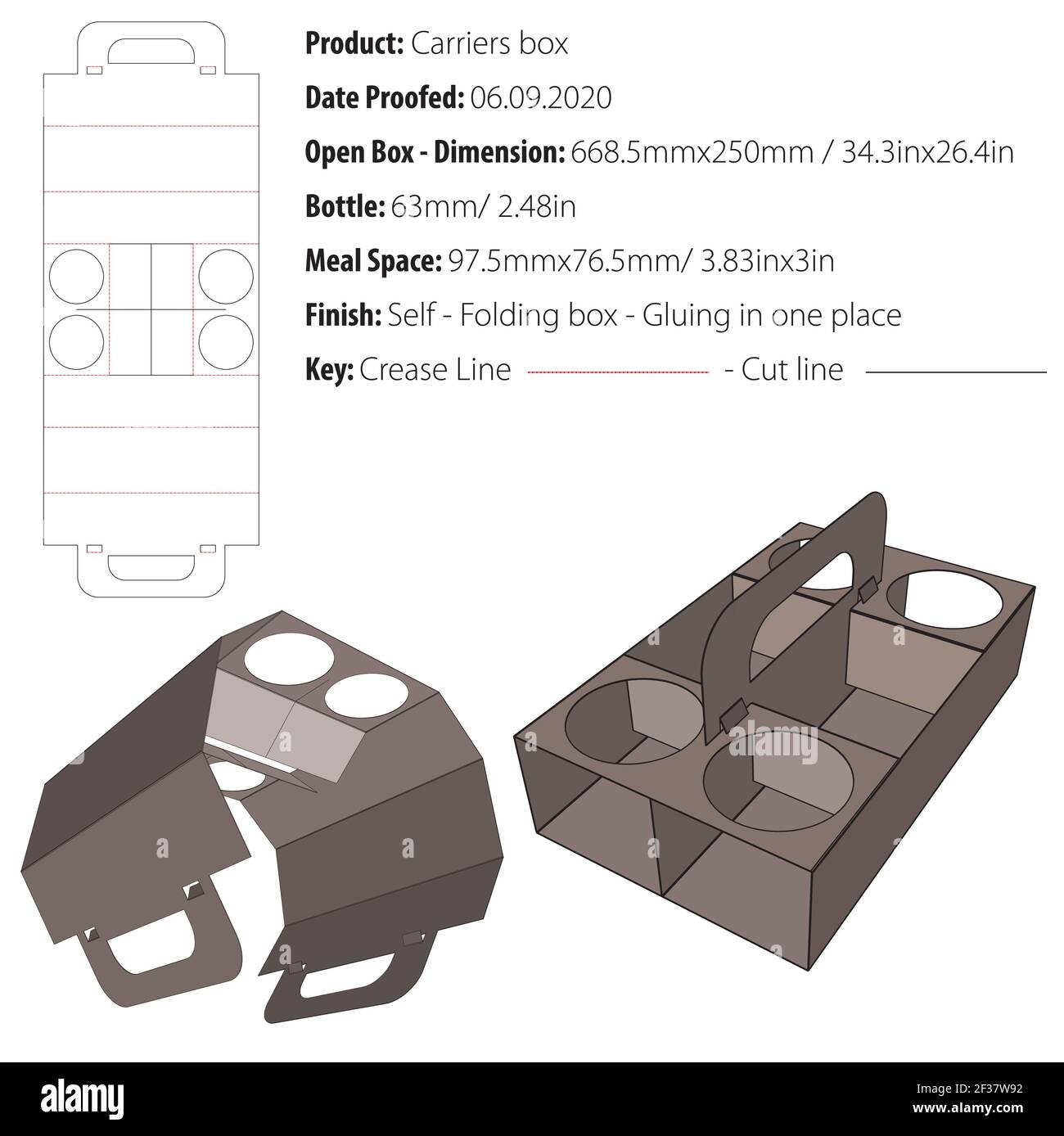 Carrier box packaging design template gluing die cut - vector Stock ...