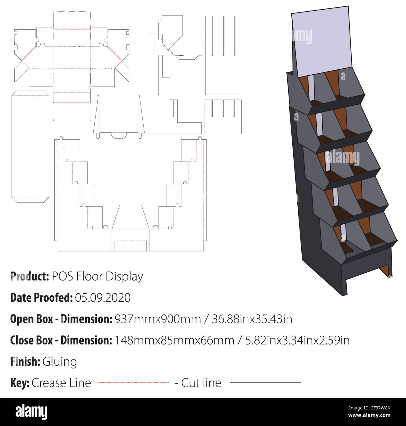 Point of sale floor display packaging design die cut template - vector ...
