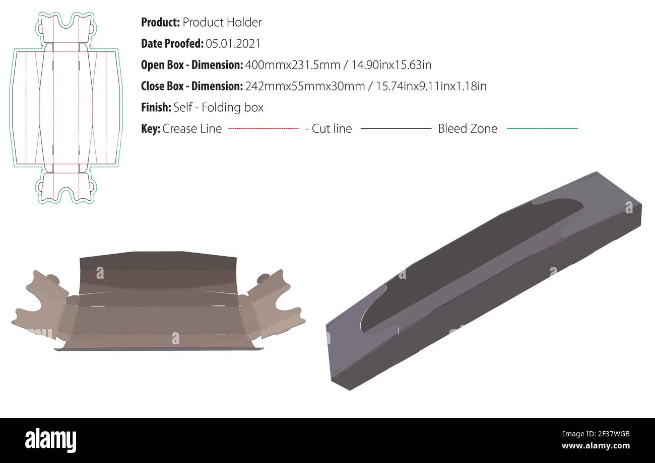 Product Holder packaging design template self lock die cut - vector ...