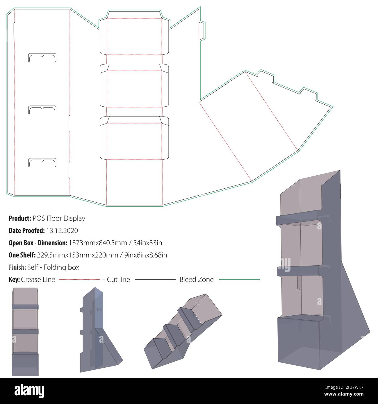 POS Floor Display packaging design template gluing die cut - vector ...