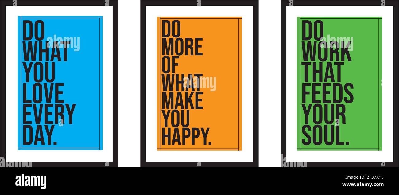 Three different design minimalist poster in black frame with daily ...