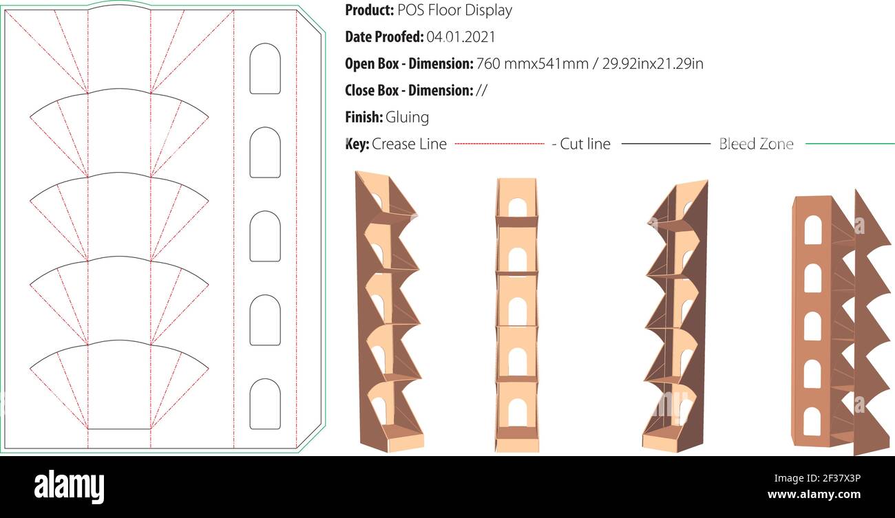 POS Floor Display packaging design template gluing die cut - vector ...