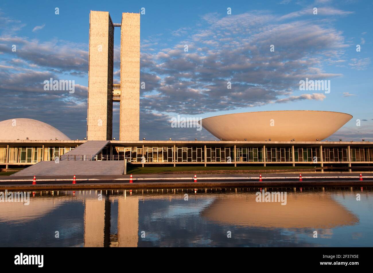 BRASILIA, BRAZIL - June 3, 2015: Brazilian National Congress reflected ...