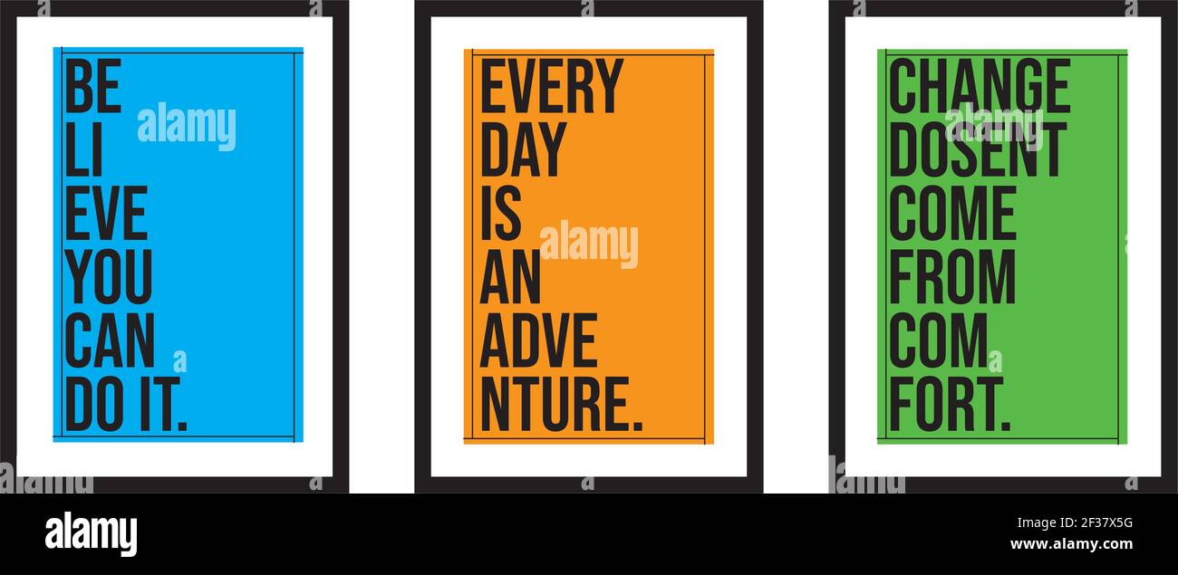 Three different design minimalist poster in black frame with daily ...