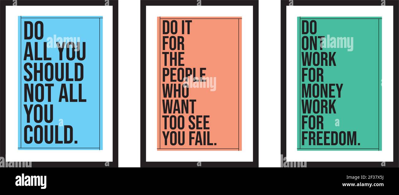 Three different design minimalist poster in black frame with daily ...