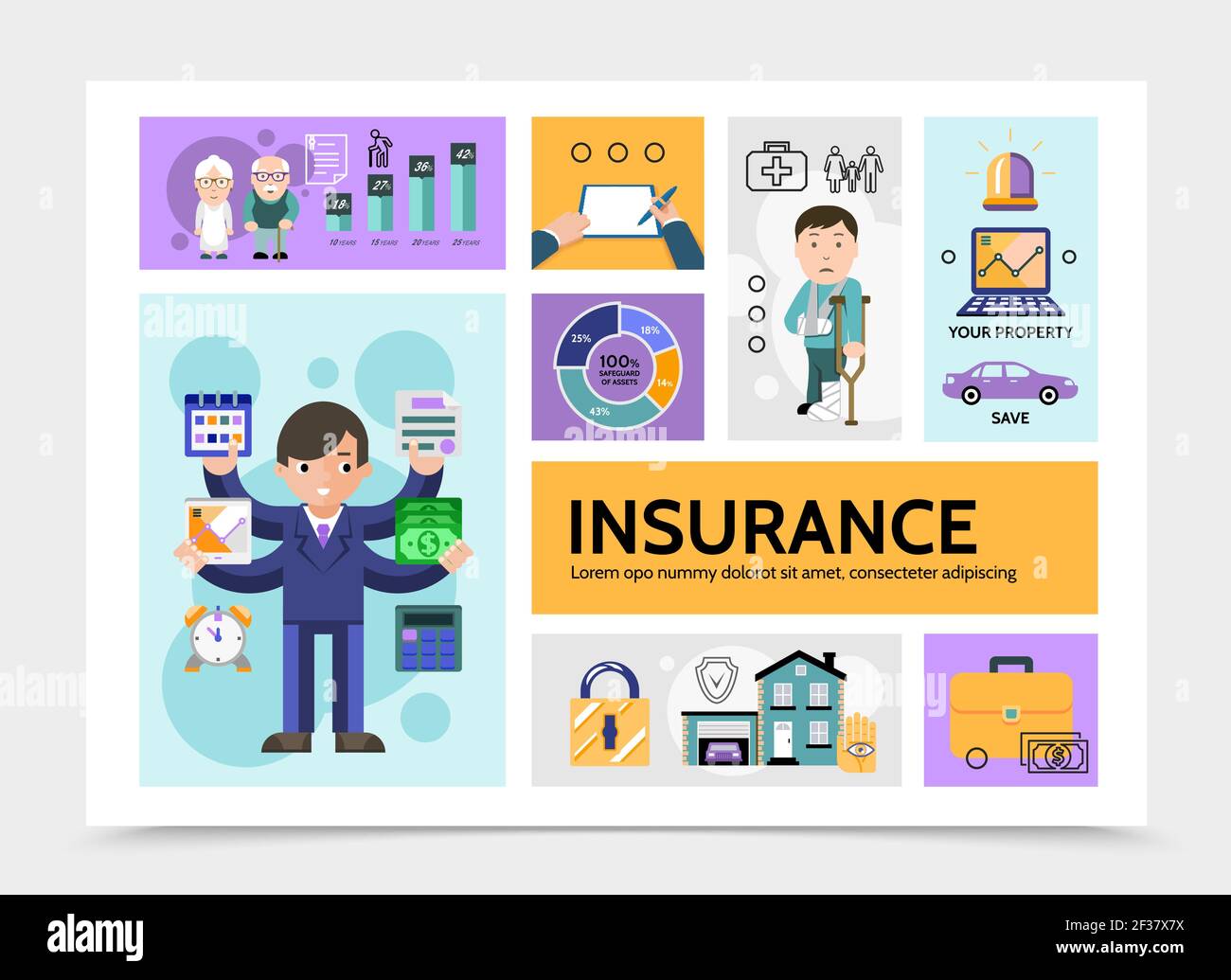 Insurance infographic design template with car hi-res stock photography ...
