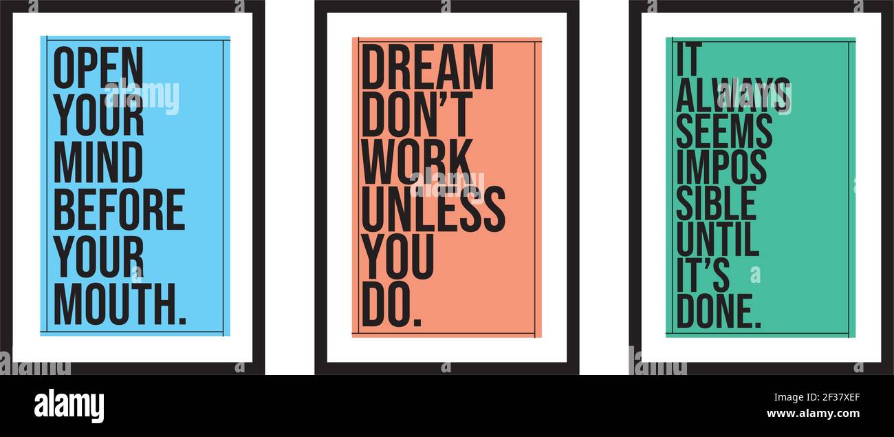 Three different design minimalist poster in black frame with daily ...