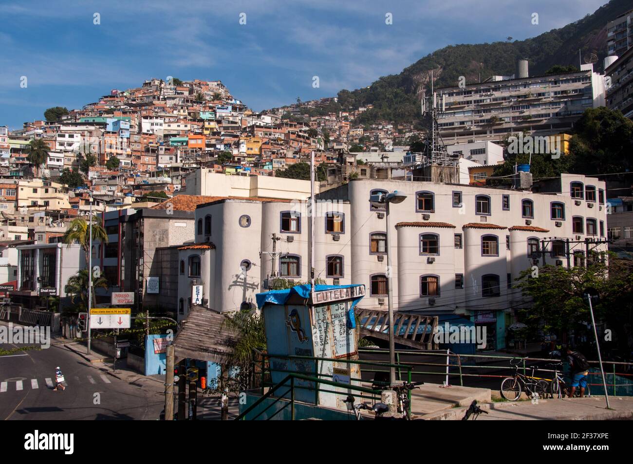 RJ, BRAZIL - MAY 30, 2015: Streets of favela Vidigal in Rio de Janeiro ...