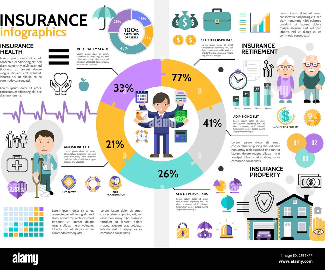 Insurance infographic design template with car hi-res stock photography ...
