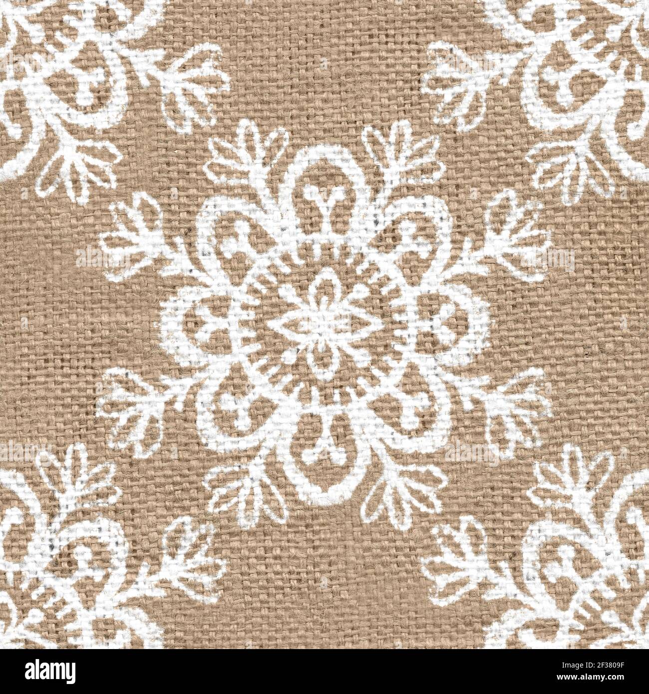 Seamless burlap with white paint pattern overlay Stock Photo - Alamy