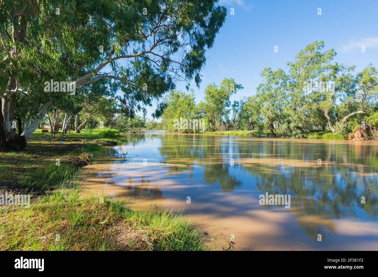 Scenic view of the Moonie River, near Thallon, Queensland, QLD ...