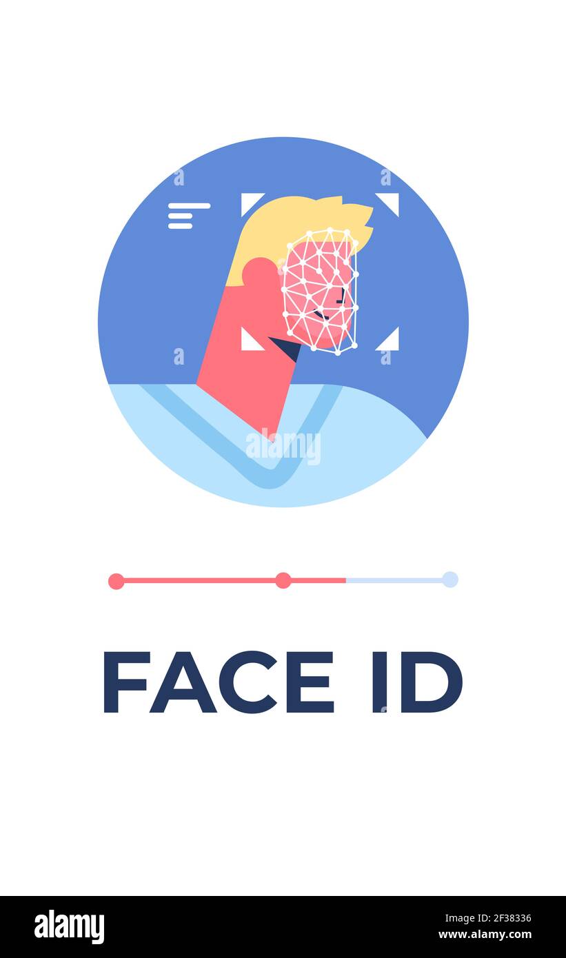 male character face identity verification scanning facial recognition ...