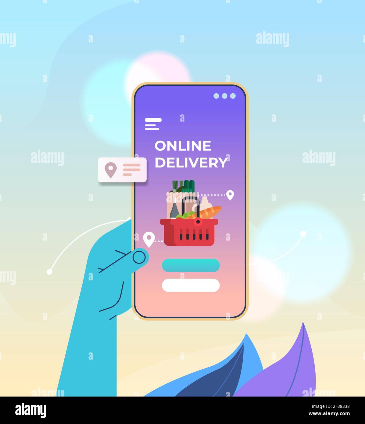 human hand using mobile app for ordering groceries fast delivery online ...