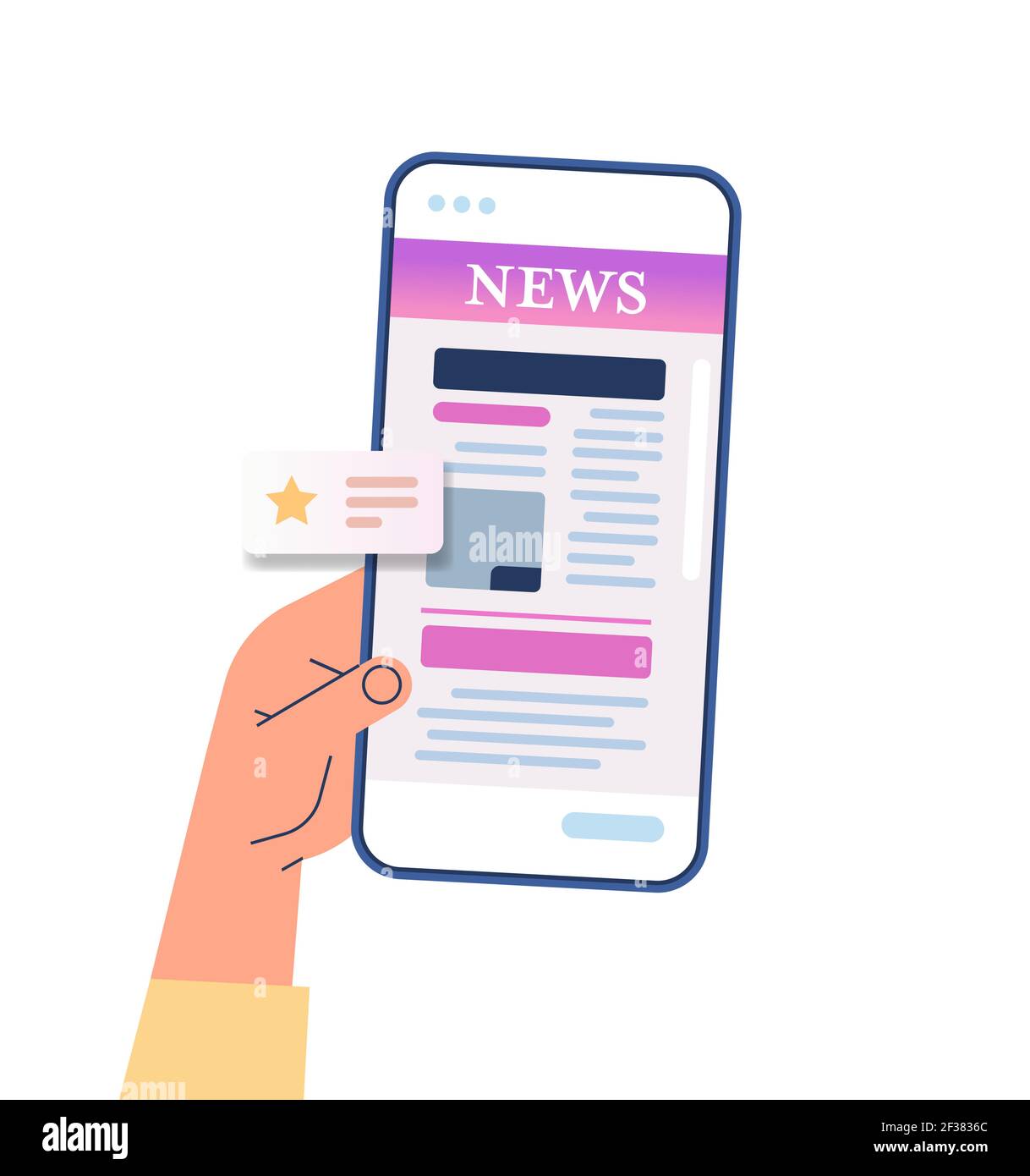 hand using mobile app for online reading news newspaper or magazine on ...