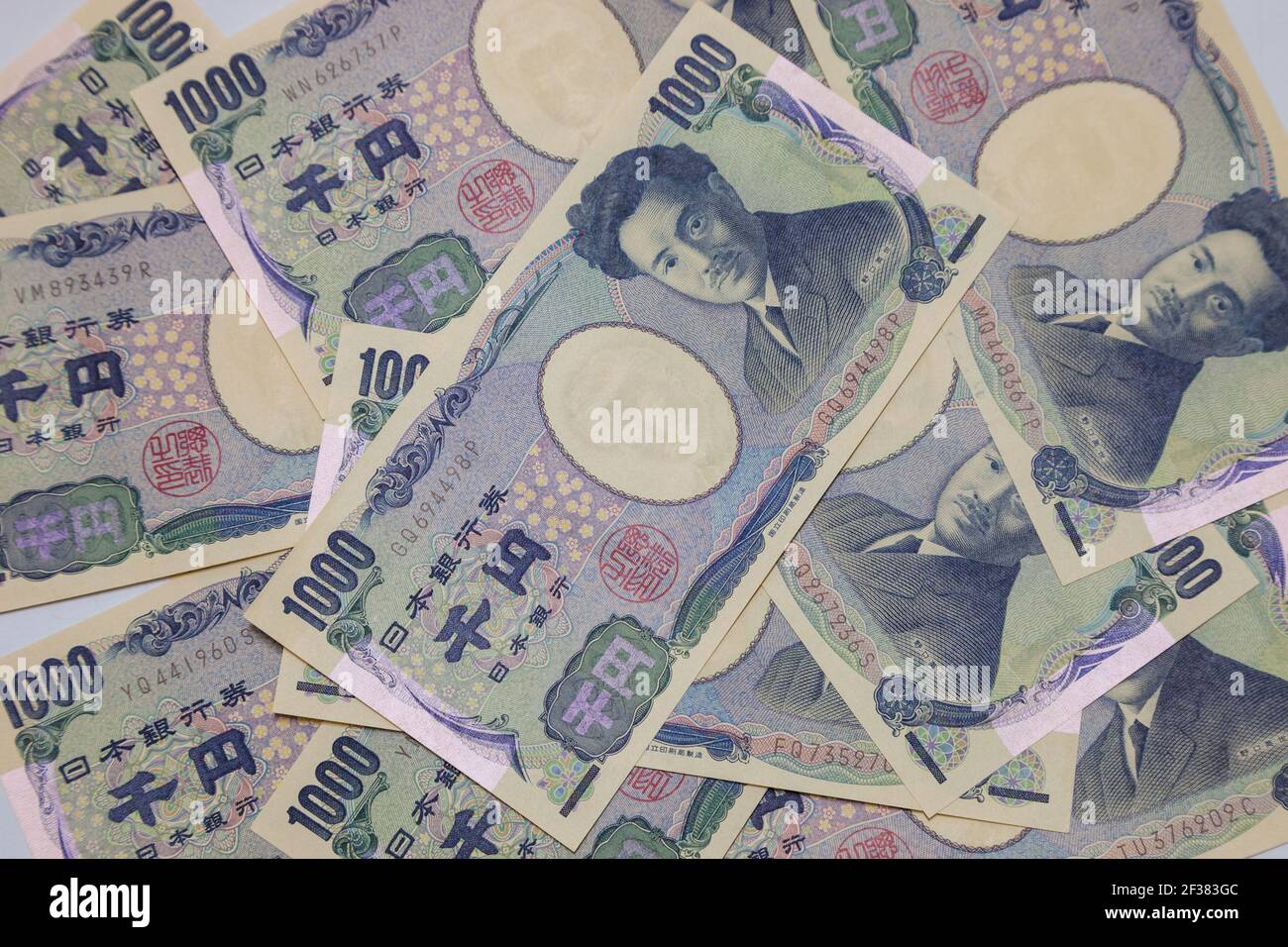 stack of Japan money banknotes, Currency of Japan isolated on white ...