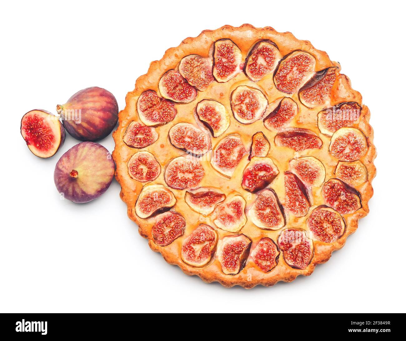 Delicious fig pie on white background Stock Photo - Alamy