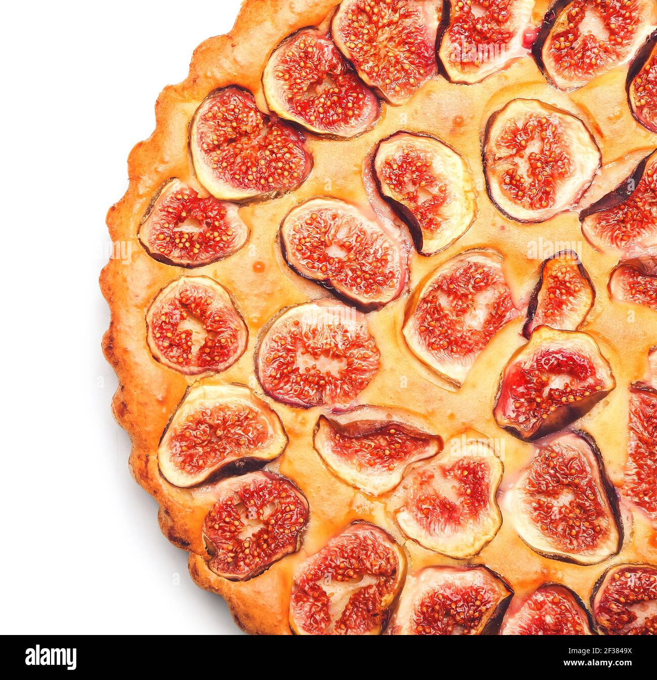 Delicious fig pie on white background Stock Photo - Alamy