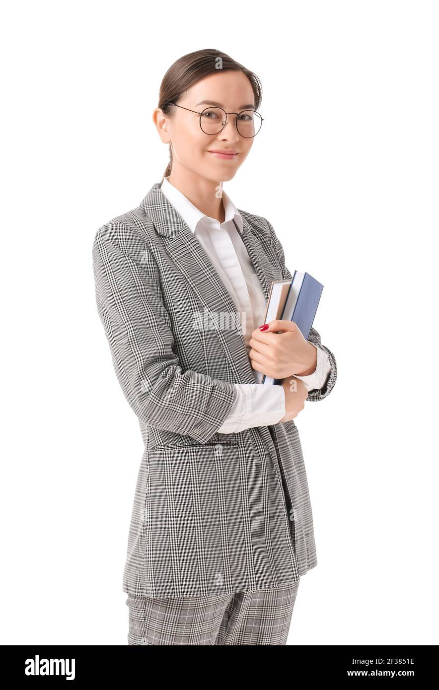 Portrait of female psychologist on white background Stock Photo - Alamy