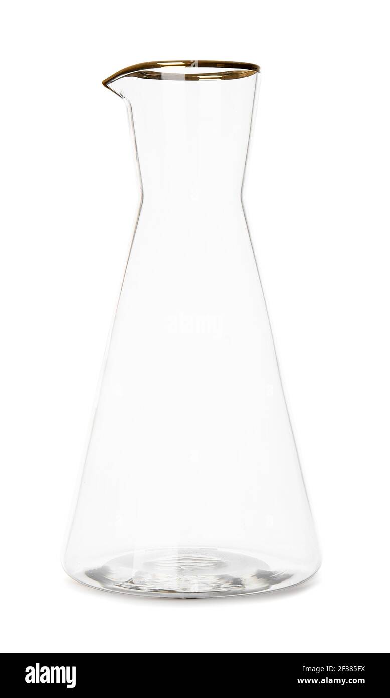 Empty glass jug on white background Stock Photo - Alamy