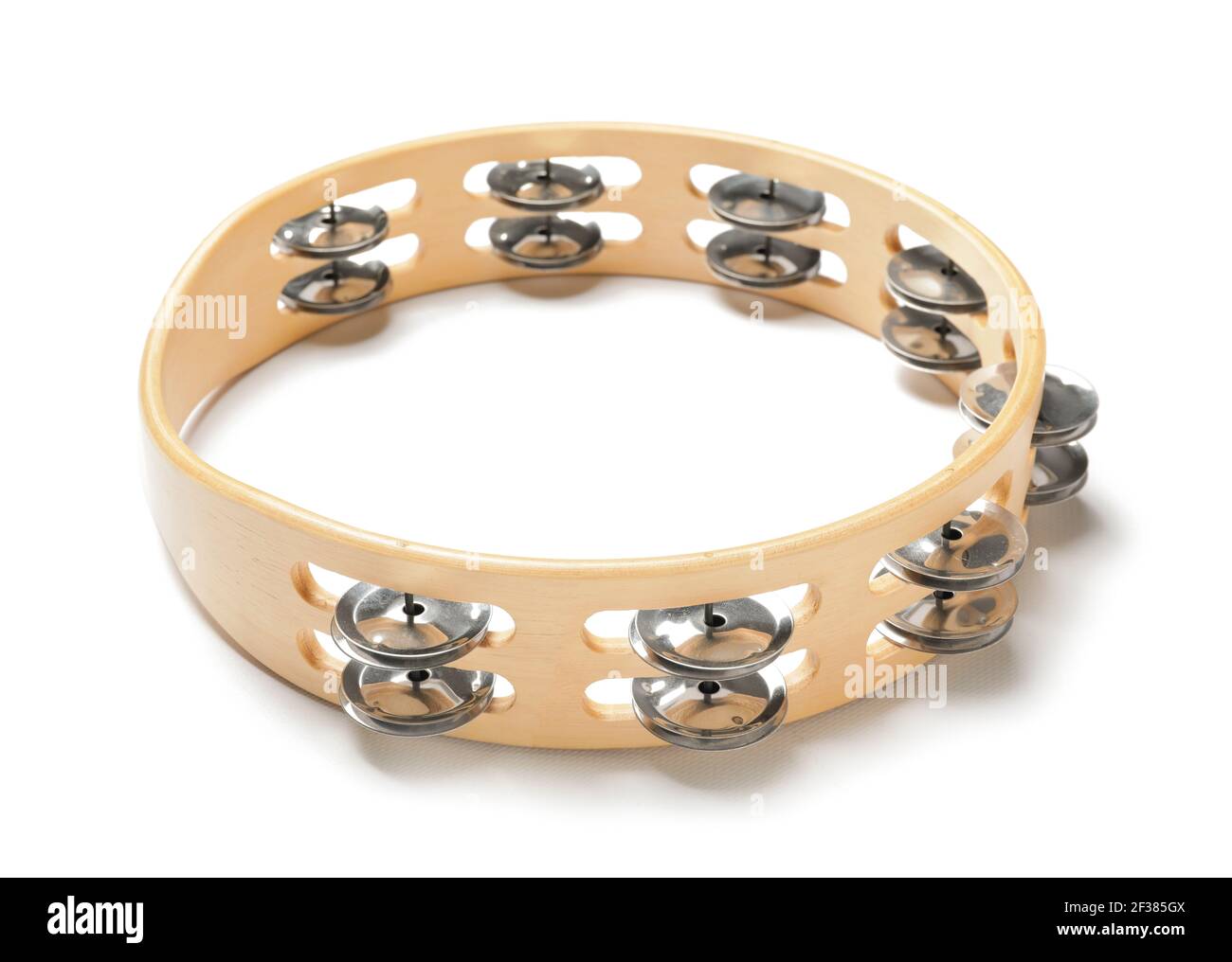 Stylish tambourine on white background Stock Photo - Alamy