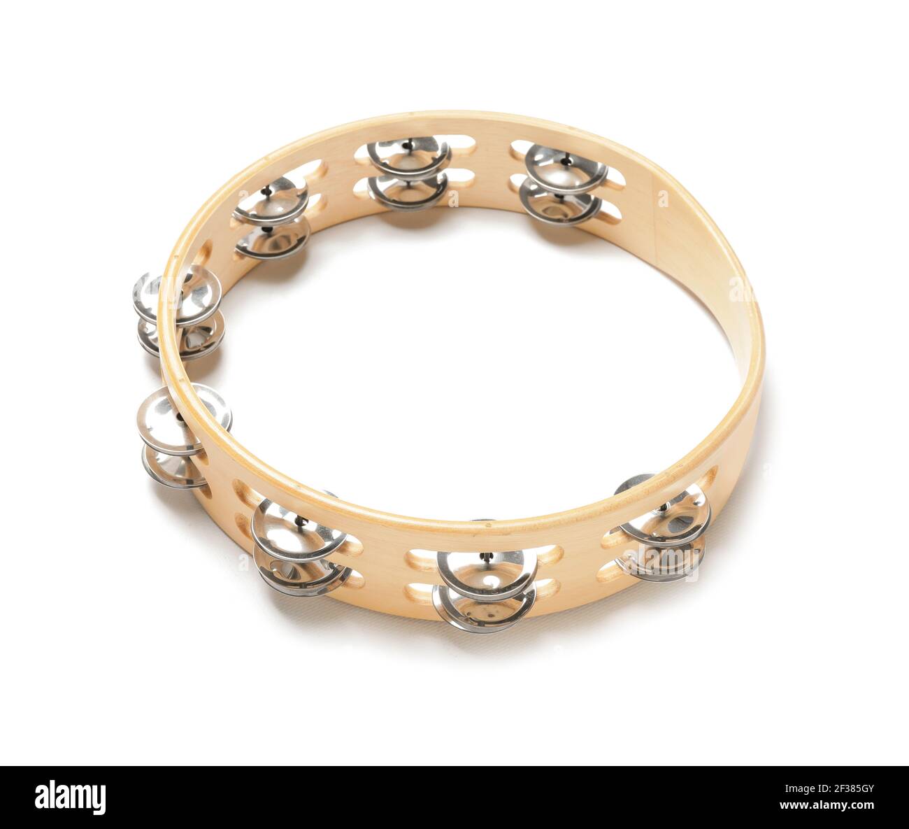 Stylish tambourine on white background Stock Photo - Alamy
