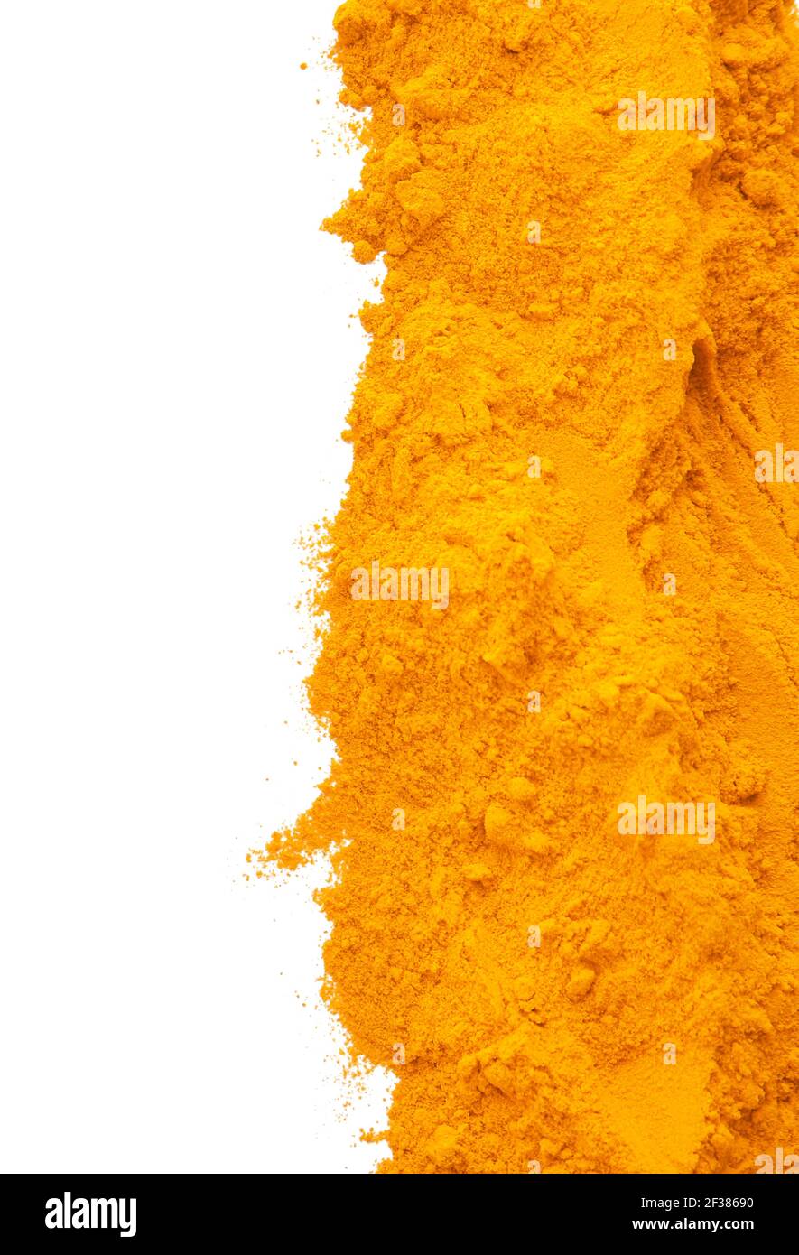 Turmeric powder on white background Stock Photo - Alamy