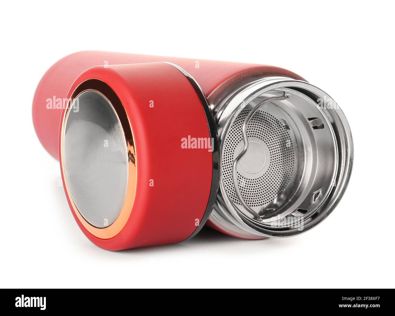 Modern thermos on white background Stock Photo - Alamy