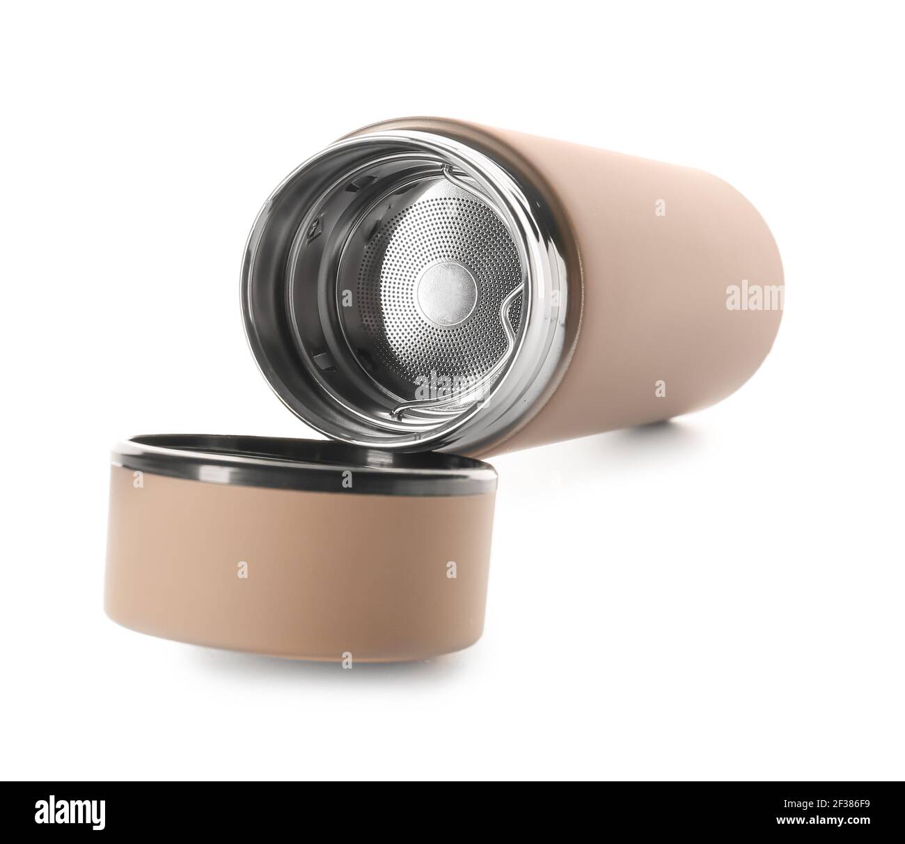 Modern thermos on white background Stock Photo - Alamy